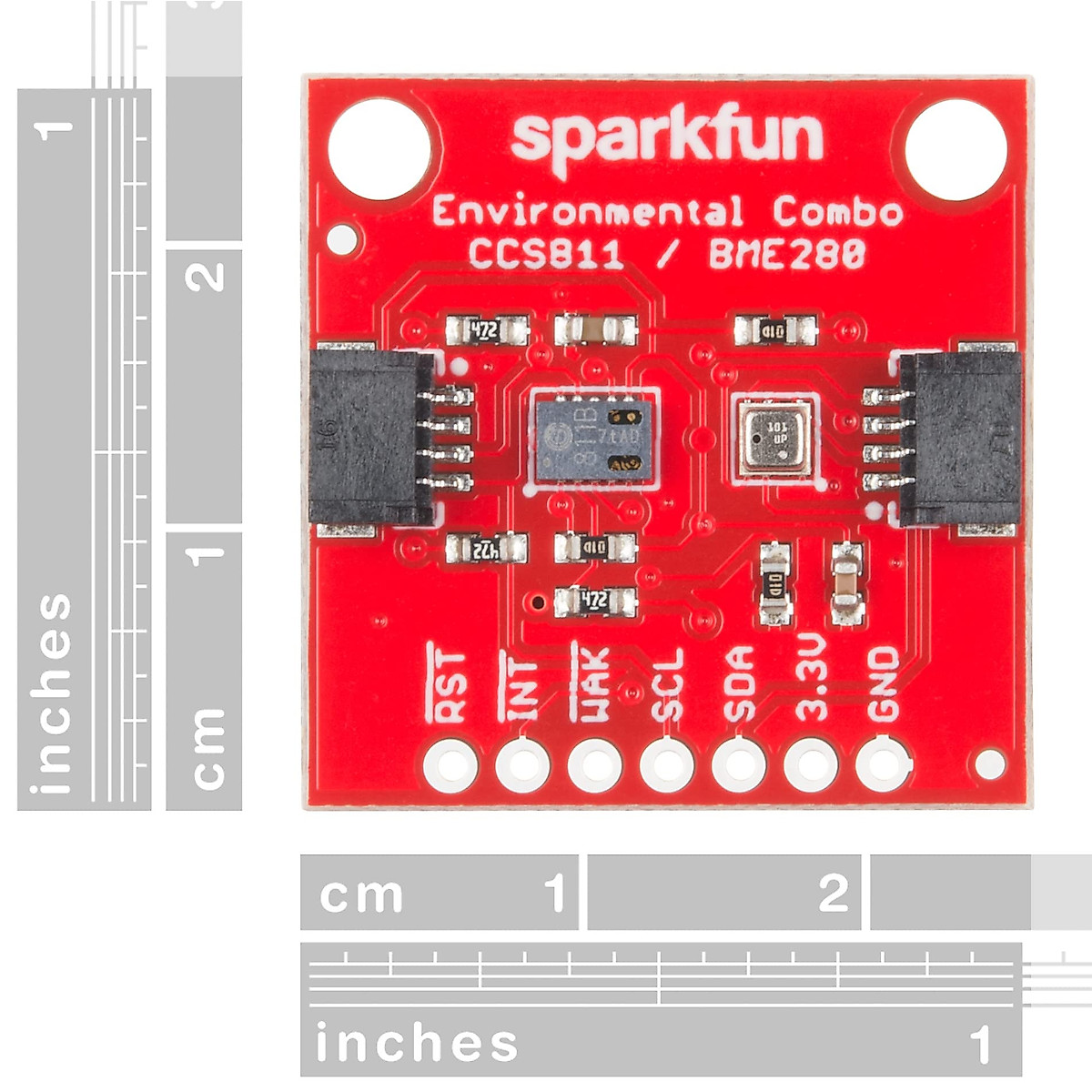 SparkFun Environmental Combo Breakout -CCS811/BME280 (Qwiic) -Provides Barometric Pressure Humidity Temperature TVOCs Equivalent CO2 (eCO2) Levels via I2C Operates 3.3V No Solder Polarized Connectors