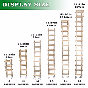 Bird Wooden Ladder Bridge, Pet Hamster Climbing Ladder Swing Toys, Pet Bird Cage Accessories, Wood Climbing Ladders for Bird Parrot Hamster Squirrel Sugar Gliders (20 Ladders)(45.3x3.14 Inches)