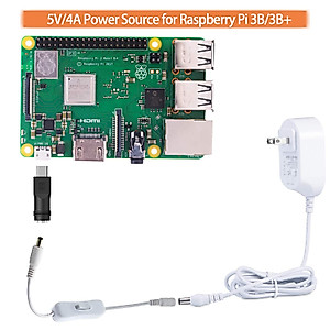 Makeronics AC 100V-240V Converter Adapter DC 5V 4A Power Supply US Plug 5.5mm x 2.1mm 4000mA Power Adapter for Jetson Nano (A02/B01/2GB)| Raspberry Pi 5 / 4B/3B+/3B with UL FCC Certificate