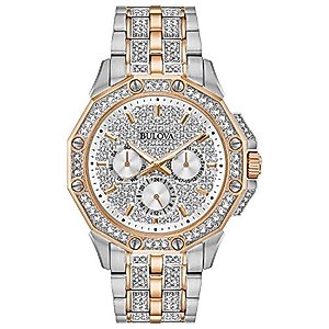 Bulova Men's Crystals Octava Two-Tone Rose Stainless Steel 6-Hand Multi-Function Quartz Watch Style: 98C133