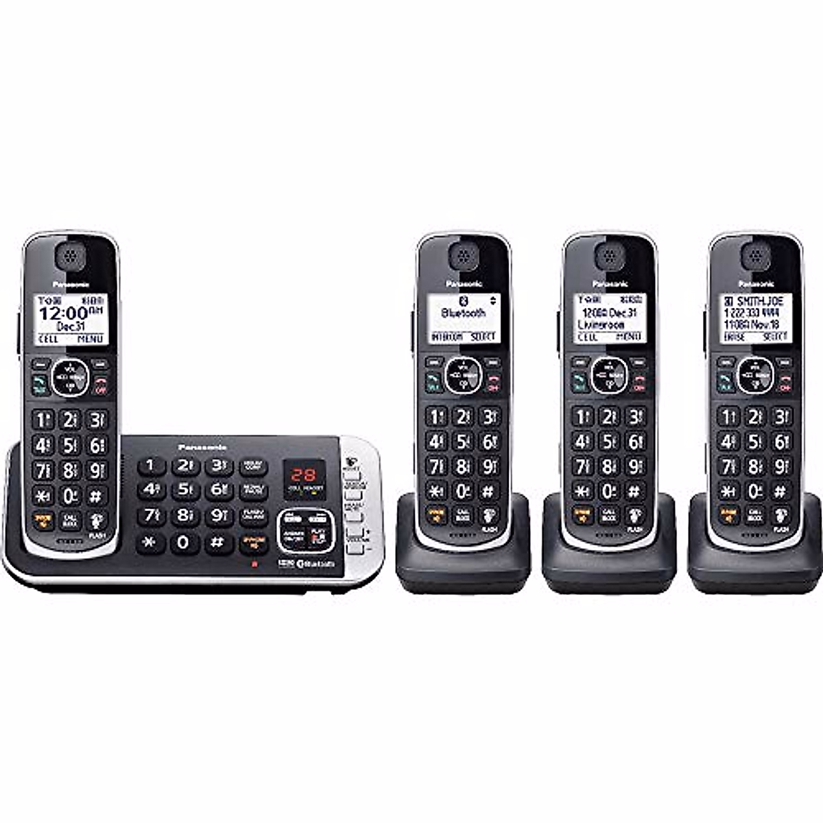 Panasonic KX-TGE674B Expandable Cordless Phone System with Digital Answering System - Black (Renewed)