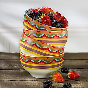 Euro Ceramica EC-GAL-1001 Galicia Collection Andalusian-Inspired 16 Piece Dinnerware Set, Vibrant Assorted Patterns, Multicolor