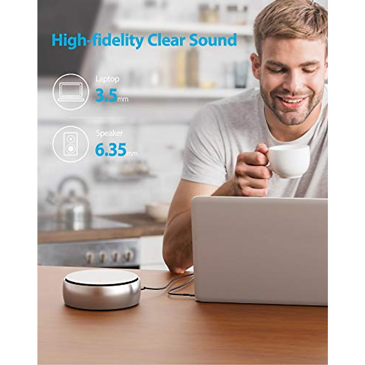 KINGTOP 1/4 to 1/8 Audio Cable, Stereo TRS 3.5mm to 1/4 Cable, Male to Male 1/4 to 3.5mm Cable Cord for Home Theater Devices, Speaker, Guitar, Amplifiers, Laptop, Headphone, PC, Mixer (4.3ft / 1.3m)