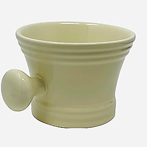 G.B.S Heavy Duty Ceramic Ivory Shaving Mug with Knob Handle and Natural Soap