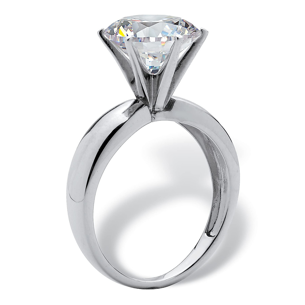 PalmBeach 18K Gold-Plated or Platinum-Plated Sterling Silver Round or Marquise Cubic Zirconia Polished Solitaire Engagement Ring Size 5