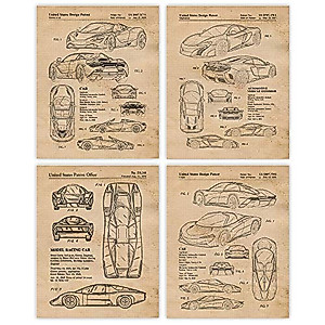 Vintage McLaren 720S, Speedtail, 675LT, M6 Patent Prints, 4 (8x10) Unframed Photos, Wall Art Decor Gifts Under 20 for Home Office Man Cave College Student Teacher F1 Team Cars Racing Fans