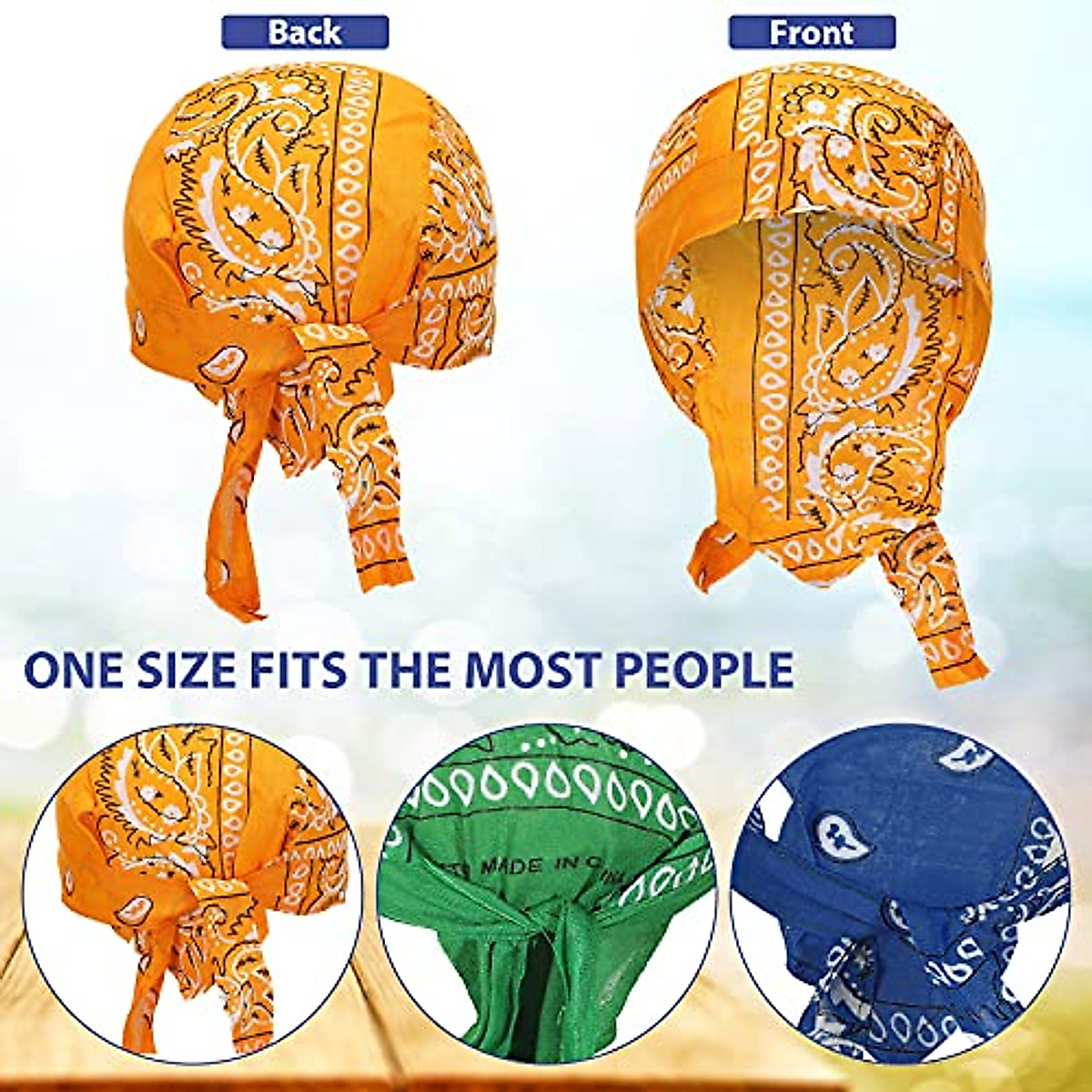 Xaatren 18 Pieces Do Rag Skull Cap Paisley Pattern Bandanna Biker Head Wraps Quick-Drying Hats, Sweat Wicking Beanie for Men and Women, Multicolor, 4XL