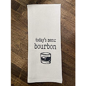 Today's Menu: Bourbon Tea Towel | Dish Towels with Funny Bourbon Whiskey Sayings are Perfect for Home, Bar, or Kitchen | Funny Gift for Old Fashioned Cocktail Lovers