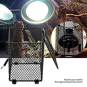 Fdit Pet Reptile Anti-Scald Lamp Mesh Cover Round Square Day Night Ceramic Light Bulb Heating Lampshade(Cubiod Shape)
