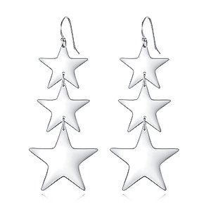 Women Dangle Earrings Sliver Star Statement Drop Dangle Earrings for Women Lightweight Stud Earrings Christmas Fashion Jewelry