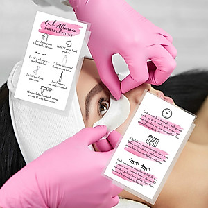 Lash Extension Aftercare Instructions Cards | 50 Pack | Double Sided Size 3.5 x 2" inches After Care (2-3 Week Fillers) | White with Pink Watercolor Design
