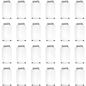 Can Cooler Sleeves Blank Poly Foam - Collapsible DIY Customizable for Parties Weddings Bulk (25, White)