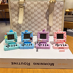 Retro Classic Game Console Pendant Keychain Playable Electronic Miniature Handheld Mini Games Machine with Keychain Ring Gift (Y5)