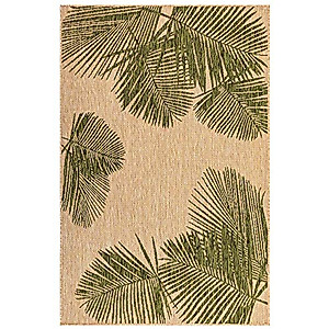 Liora Manne Carmel Indoor Outdoor Rug - Nature Styled Rug, Comfortable & Durable, Power Loomed, Polypropylene Material, UV Stabilized, Palm Green, 3'3" x 4'11"