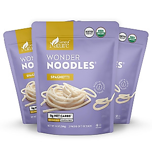 Wonder Noodles Keto Pasta - Spaghetti - Zero Carbs, Gluten-Free, Kosher, Vegan, Low-Calorie -Organic Konjac Noodles - (6 Individually Sealed Packs of 7oz each)