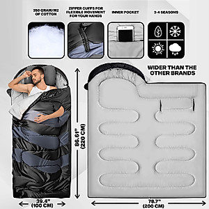 IFORREST Sleeping Bag for Adults and Teens - Cold Weather(All Seasons) Single Person Camping Bed - 40" Extra-Wide & Warm XXL