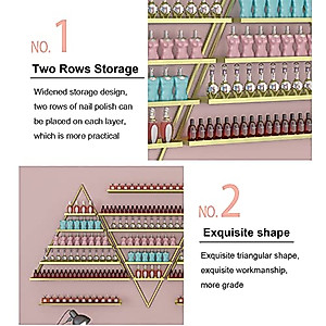 Metal Triangle Nail Polish Racks for The Wall Shelves Essential Oil Storage Shelf, Nail Salon Shop Iron Wall Mounted Display Rack Perfume Shelf Cosmetic Cabinet Spice Rack Organizer Holds (Gold 6pcs)