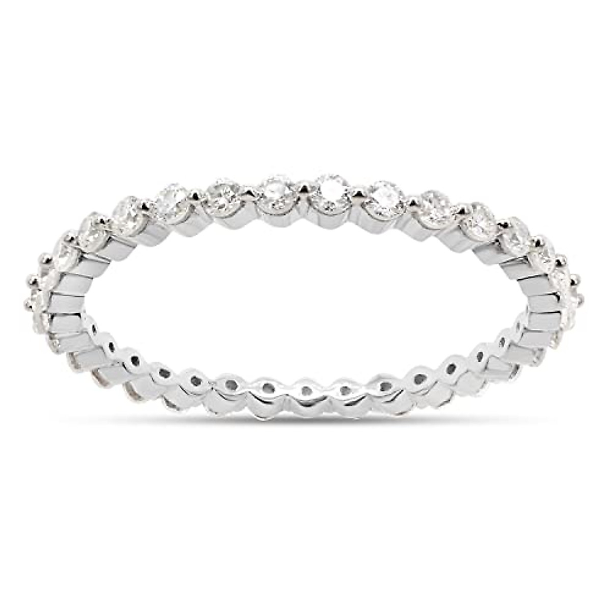 SAVEARTH DIAMONDS 1/2 cttw Round Cut Lab Created Moissanite Diamond Full Eternity Stackable Engagement Ring In 14k White Gold Over Sterling Silver (VVS1 Clarity, 0.50 Cttw)-5.5