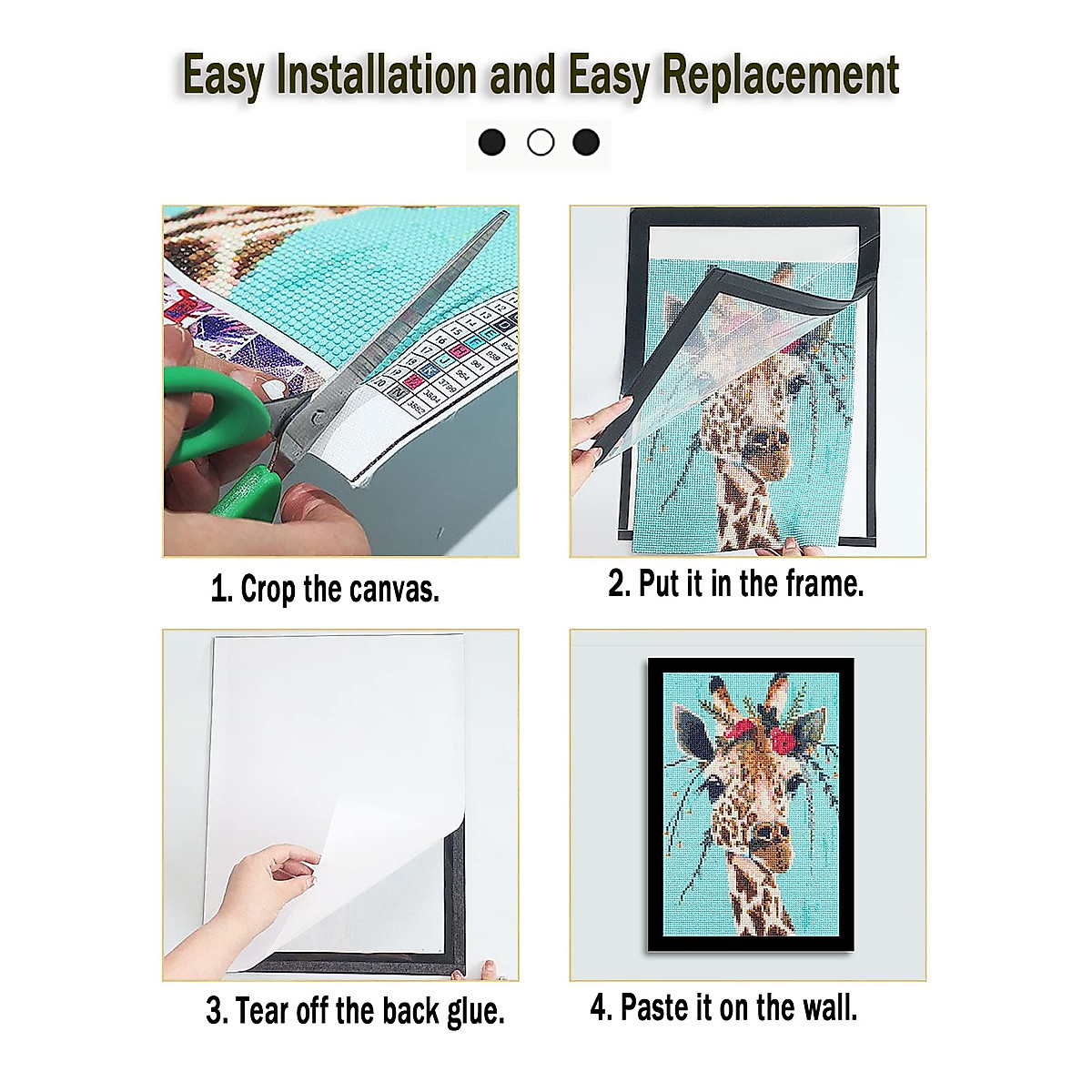 pchmcu 4 Packs 12" x 16 Picture Frame,Diamond Painting Picture Frames for 30x40cm,Magnetic Art Frame,Frames for Wall Window Door Black,inside Size 10" x 14"