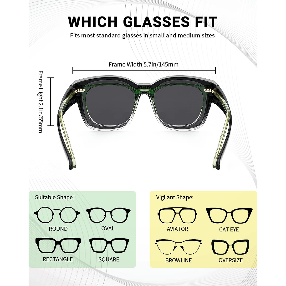 Meeloog Large Polarized Fit Over Glasses Sunglasses For Women Men, Oversized Trendy Square Shades For Driving Riding MST0110 (P1 Gradient Black Frame/Black Lens)