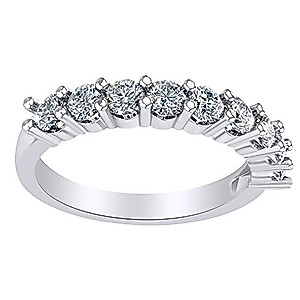 (0.9 Cttw) Round Shape White Diamond Engagement Wedding Band Ring 14K Solid White Gold,Ring Size-9