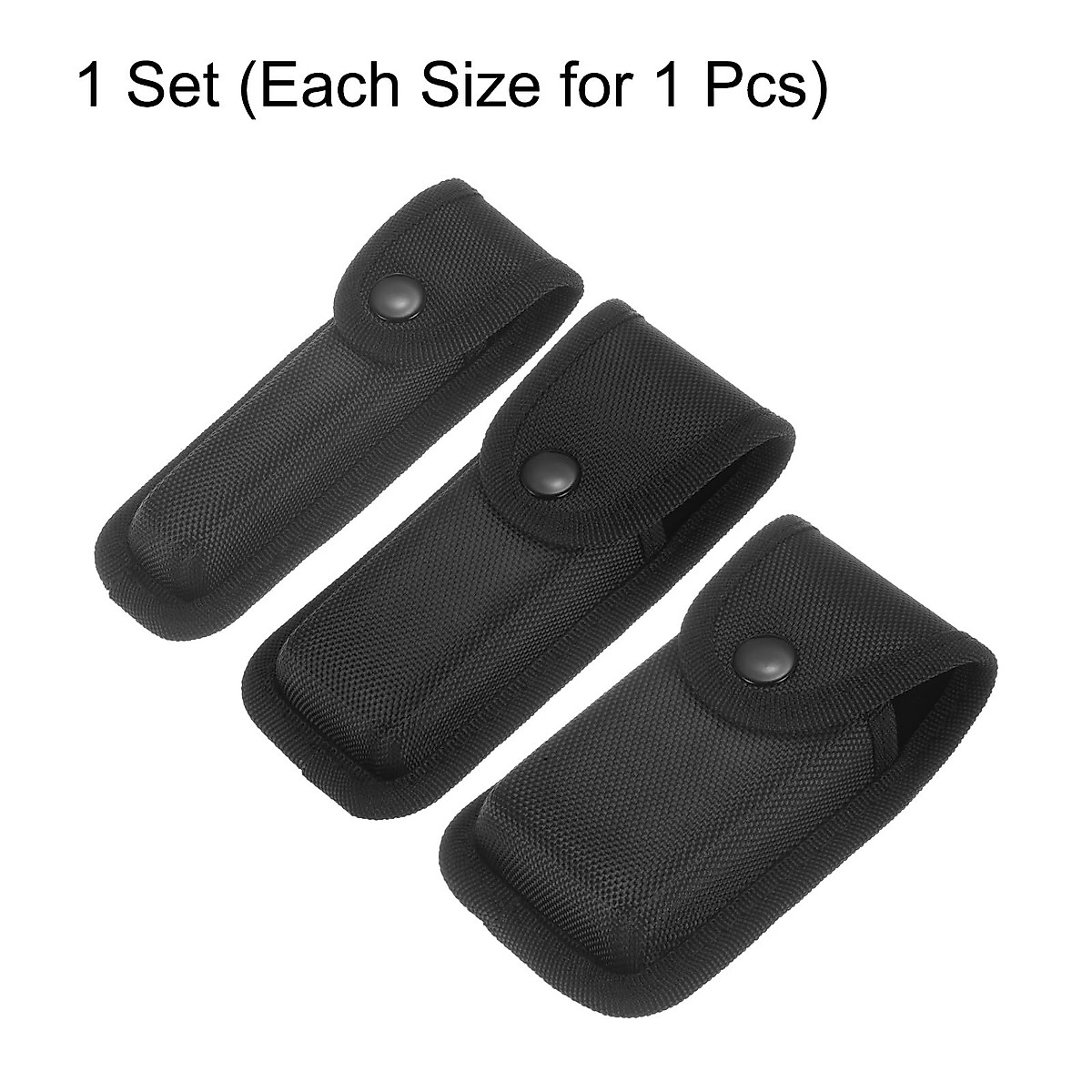 HARFINGTON 3pcs Nylon Pocket Knife Sheath Horizontal Vertical Carry Belt Loop Multi-Tool Pouch Folding Knife Belt Sheath with Snap Closure for Outdoor Activities, Black