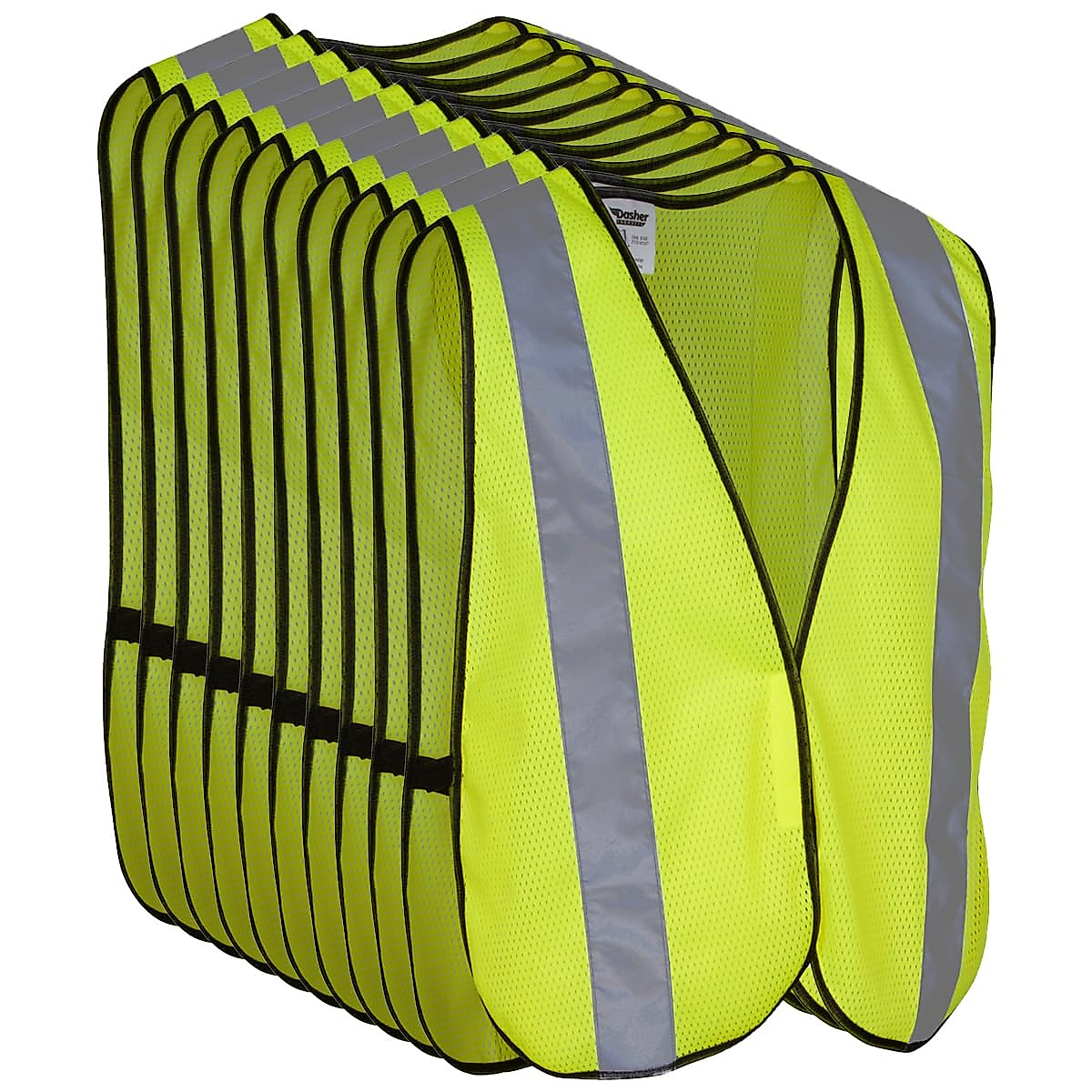 Safety Vest with High Visibility - 2 Inch Reflective Strips, Bright Neon Yellow, Breathable Polyester Mesh Fabric, ANSI ISEA Class Unrated, Hi Viz All Day and Night (10 Pack - XL-XXXL)