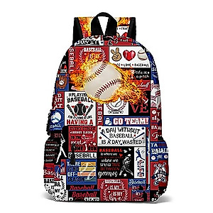 Rovozar Baseball Backpack 17 Inch Sport Laptop Backpack For Adult Men Large Baseball Bags for Travel Hiking Camping Daypack