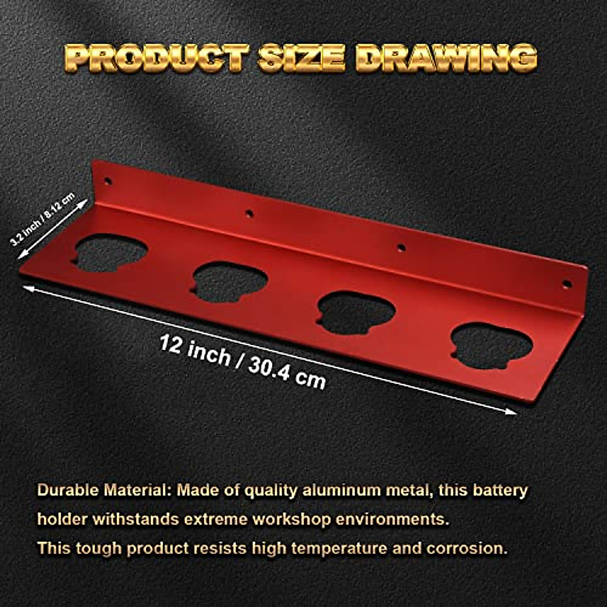 Battery Holder for Milwaukee M12,Battery Holder Battery Storage Holder for Milwaukee M12 6.0 Battery,High Strength Metal Wall Mount Rack With 4 Slots Perfect Organizers for Batteries Or Tools. (1)
