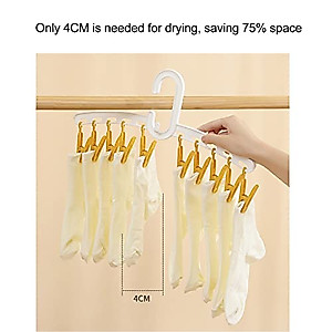 LiebeWH Plastic Sock Clips Drying Rack Portable Clothes Drying Hanger Windproof Straight Rod for Camping and Holiday (White and Green)