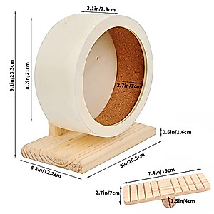 BNOSDM Wooden Hamster Exercise Wheel Silent Mouse Running Spinner Wheel Toy Wood Non-Slip Wheel with Seesaw Cage Accessories for Syrian Hamsters Mice Dwarf Rats Guinea Pigs Gerbils Small Pets