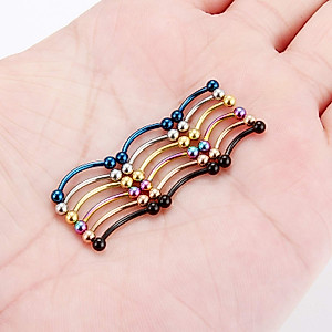 SCERRING 18PCS 16G Stainless Steel Eyebrow Tragus Helix Rook Daith Earrings Belly Lip Ring Barbell with Balls Body Piercing Jewelry 8mm 10mm 12mm Mix Color