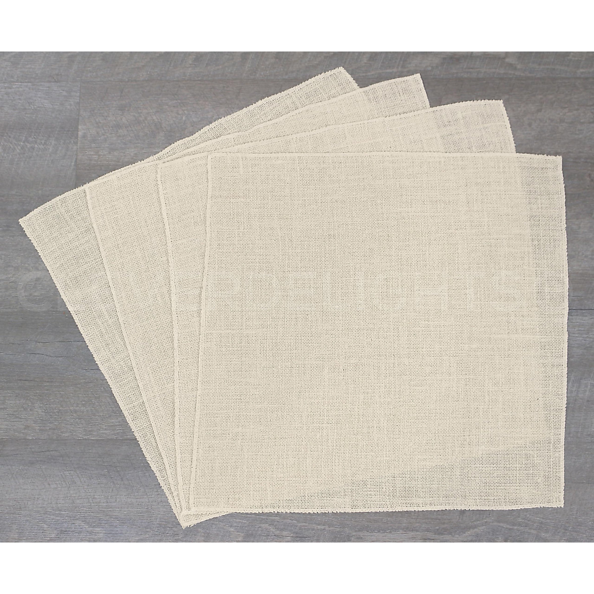 CleverDelights 20 Inch Ivory Burlap Squares - 4 Pack - Jute Burlap Fabric - Finished Edges - 20" x 20"