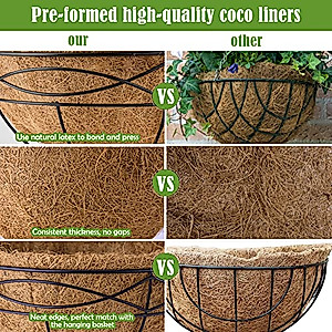 Karlliu 2 Pack 16 Inch Round Replacement Coco Liners for Hanging Basket Natural Coconut Fiber Liner for Flower Planter Coco Coir Pots for Outdoor Garden