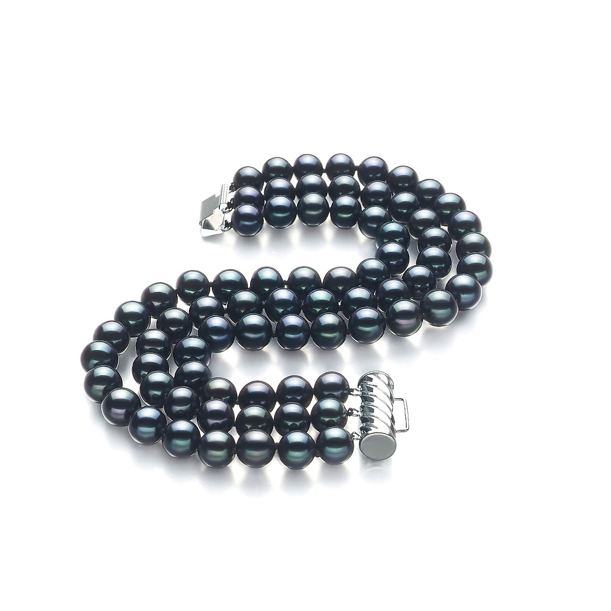 Medina Black 6-7mm Tripple Strand AA Quality Freshwater Cultured Pearl Bracelet for Women-7.5 in length
