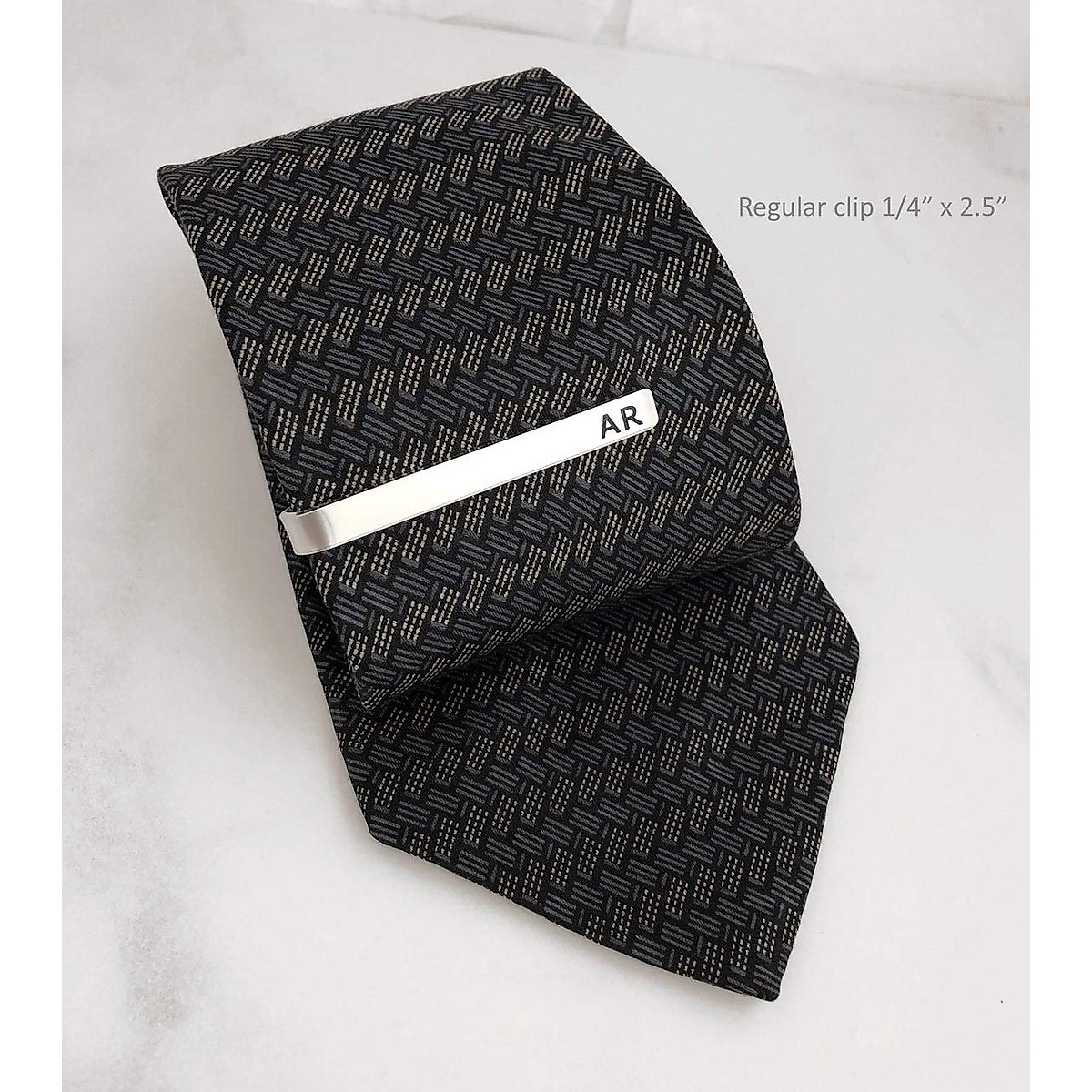 Tie Clip Personalized Custom Engraved Tie Bar Pin Slide Stainless Steel for Men Dad Wedding Gift Groomsmen (Silver-0.31" x 1.97")