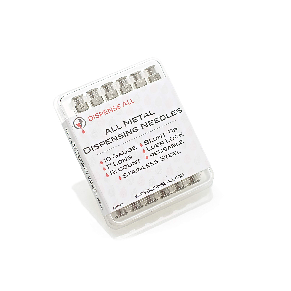 Dispense All - 12 Pack - 10 Gauge 1 Inch All Metal Blunt Tipped Dispensing Needle, Stainless Steel, Luer Lock | Refill Cartridges and Transfer Viscous Liquids Oils Glycerin Distillate Epoxy Adhesive
