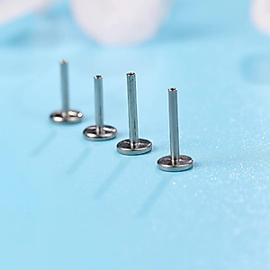 limerencia G23 Hypoallergenic 18g Flat Back Stud Earrings | F136 Implant Grade Titanium Press Fit Threadless Push Pop in Cartilage Helix Labret Lip Monroe Tragus Piercing Studs (4mm White CZ Silver)