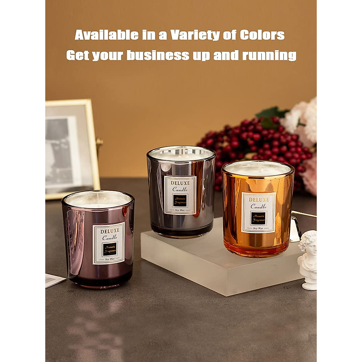 Aroparc Candle Jar, Wholesale Candle Container, 12 Pack 10oz Candle Jars with Lids Tumbler Jar for Candle Making Candle Tins Candle Making Supplies (Amber)