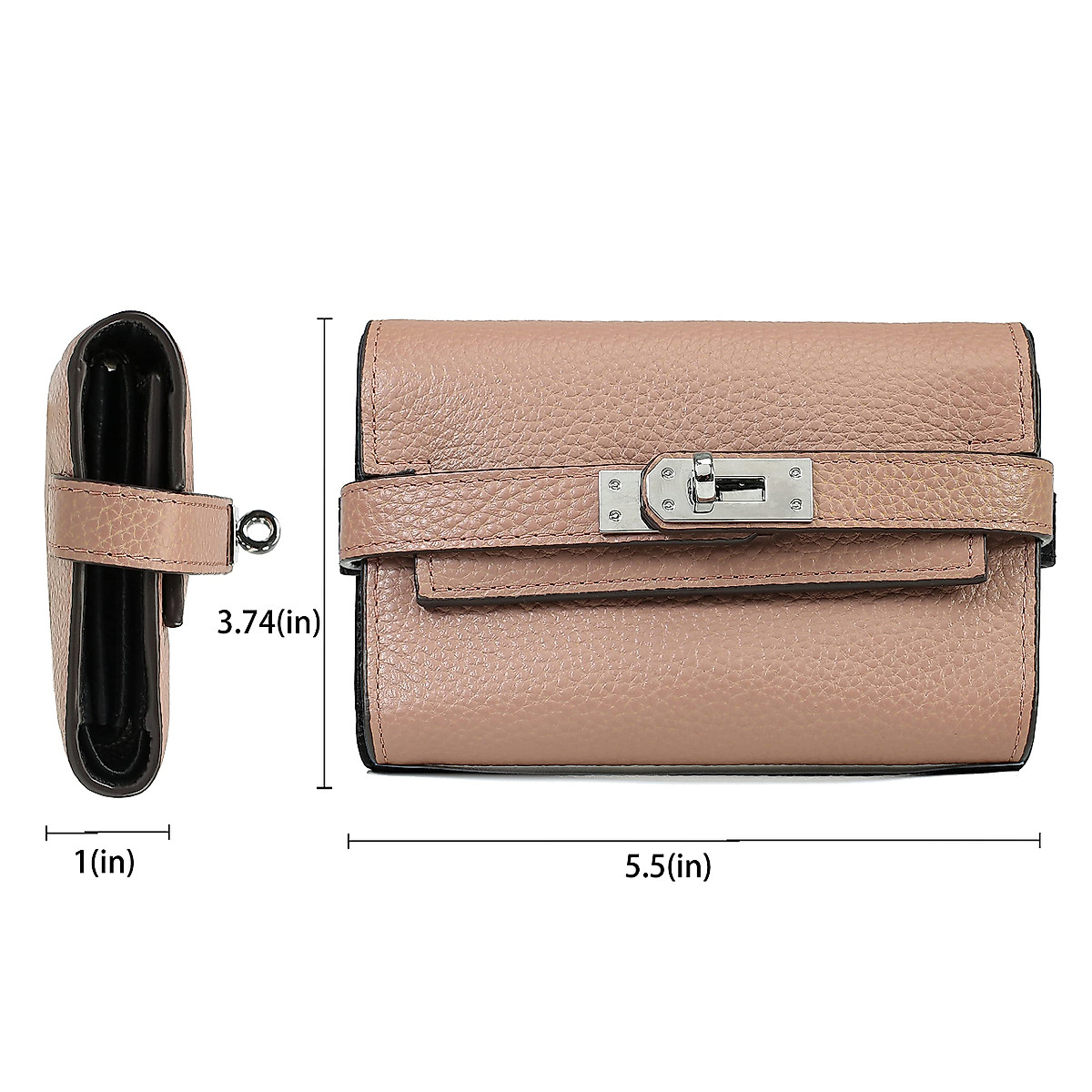 ENYISDAN Women's Long Leather Wallet Button Wallet for Women Fashion Personality Clutch Trifold Ladies Credit Card Holder (pink)