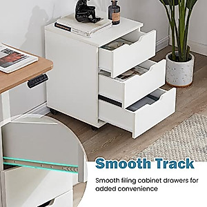 Farini File Cabinet, Under Desk Small 3 Drawer Cabinet, Home Office Wood Filing Storage Cabinets(White,Non-Assembled)