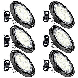 Juyace 150W UFO LED High Bay Light ETL Listed 21000lm 5000K Daylight IP65 Commercial Shop/Barn/Garage/Warehouse/Workshop/Area/Industrial Light (6 Pack)