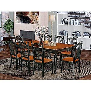 East West Furniture DOVE9-BCH-W Dining Set, 9 Pieces, Black/Cherry