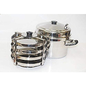 Tabakh 4-Plate Stainless Steel Dhokla Stand with Cooker, Large, Silver