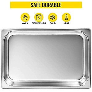 3 Pack Hotel Pans, 1/2 Size 2.6" Deep, Commercial Stainless Steel Pan, Steam Table Pan, Catering Food Pan with lid (2.6''Deep(Pans-2+Lid-1))