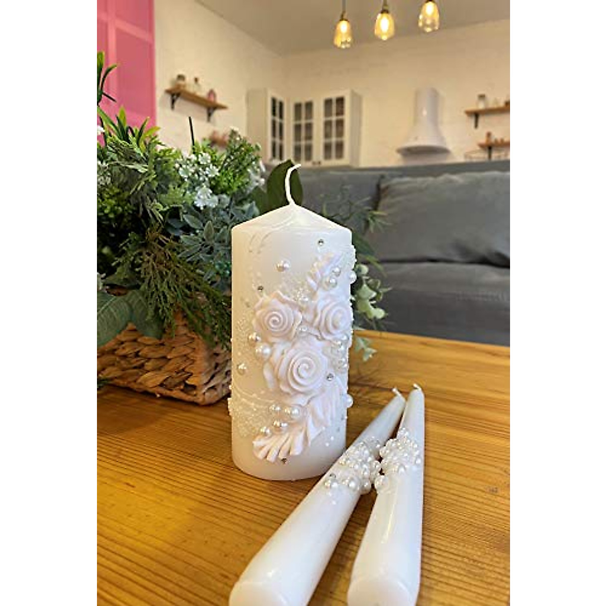 Magik Life Unity Candle Set for Wedding - Wedding Accessories for Reception and Ceremony - Candle Sets - 6 Inch Pillar and 2 10 Inch Tapers - Decorative Pillars White