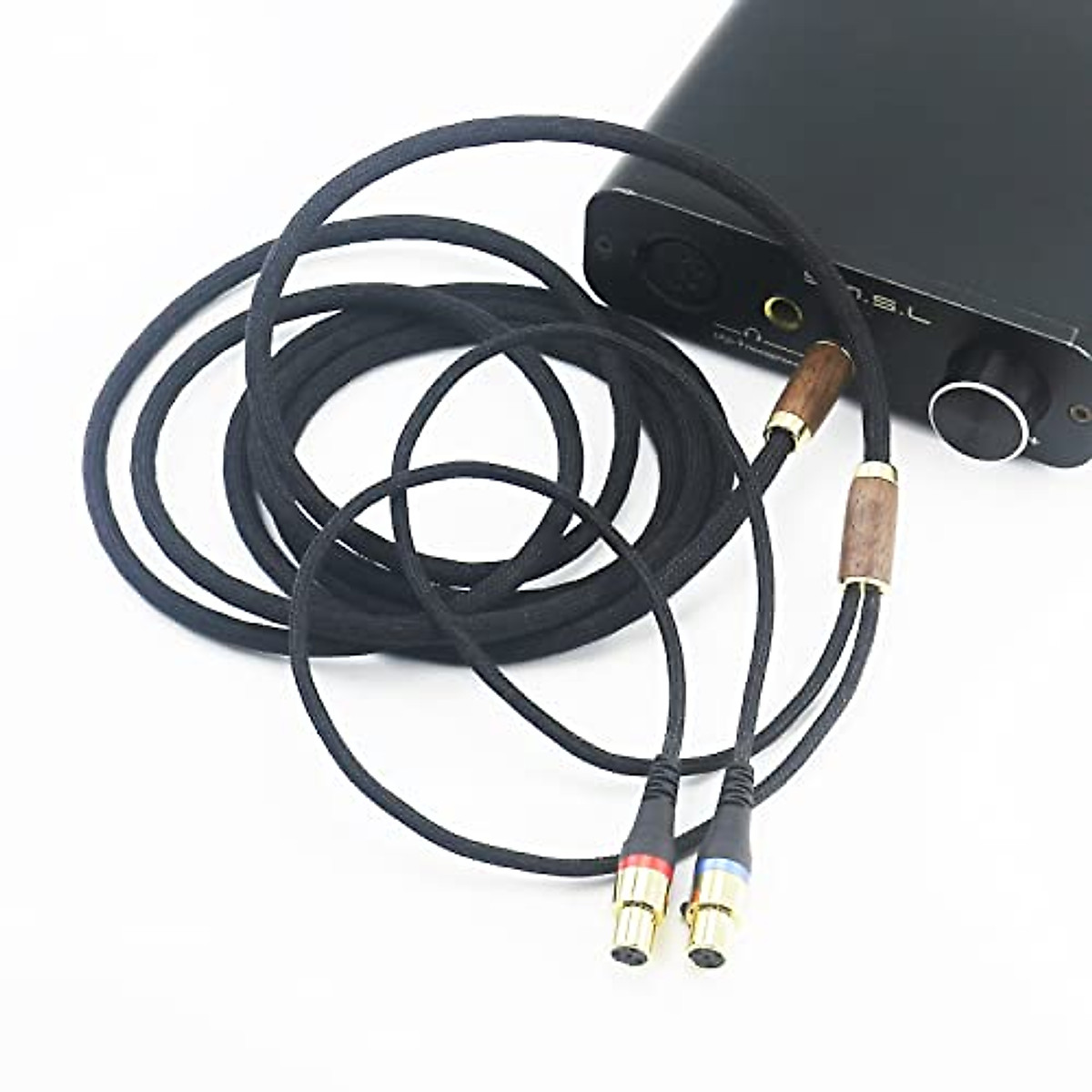 NewFantasia 2.5mm Balanced Cable 6N OCC Copper Silver Plated Cord 2.5mm Trrs Balanced Male Compatible with Audeze LCD-2, LCD-4, LCD-3, LCD-X, LCD-XC Headphones Walnut Wood Shell 2.1m