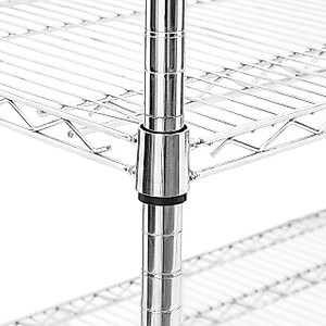 5-Tier Metal Wire Shelving Unit with Wheels, 60" L×24" W×72" H Heavy-Duty Adjustable Shelving and Storage Racks with Liners, for Commercial, School, Home, Garage, Warehouse, Industrial, Silver