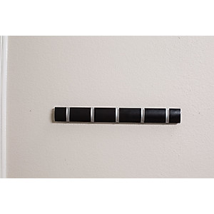 BIRDROCK HOME Folding Hook Coat and Hat Rack - 5 Hooks - 18 Inches - Wall Mount - Decorative Home Storage - Entryway Foyer Hallway Bathroom Bedroom Rail - Satin Nickel Hooks - Black Rail