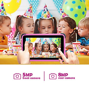 8 inch Kids Tablet Android Tablets for Kids,AX WiFi 6,1280x800 IPS HD Display,2GB RAM 32GB ROM TF 256GB Toddlers Tablet with Parental Control,5+8MP Camera,WiFi,with Kids-Tablet Case and Stand (Pink)